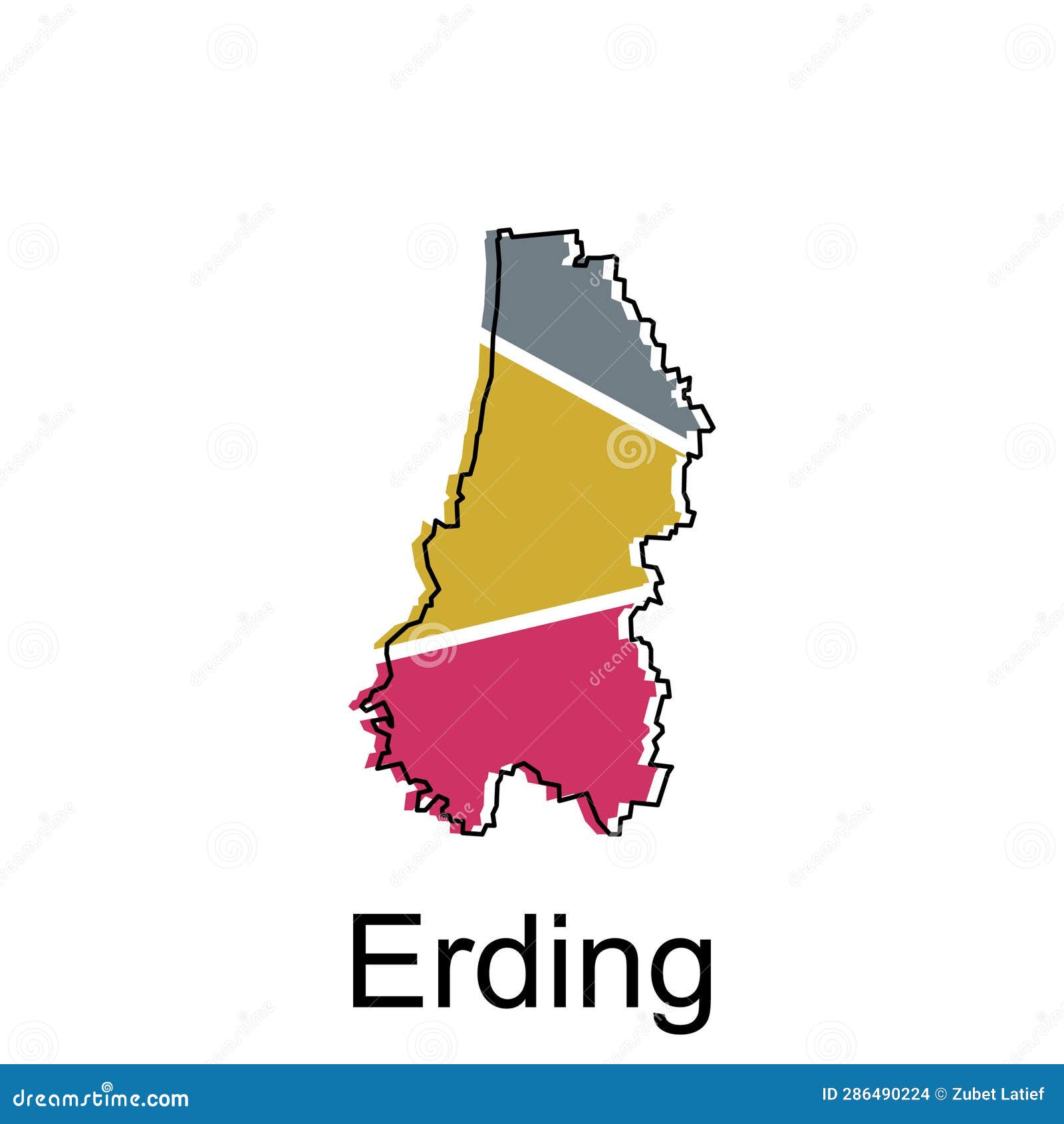 Vector Map of Erding Modern Outline, High Detailed Vector Illustration ...