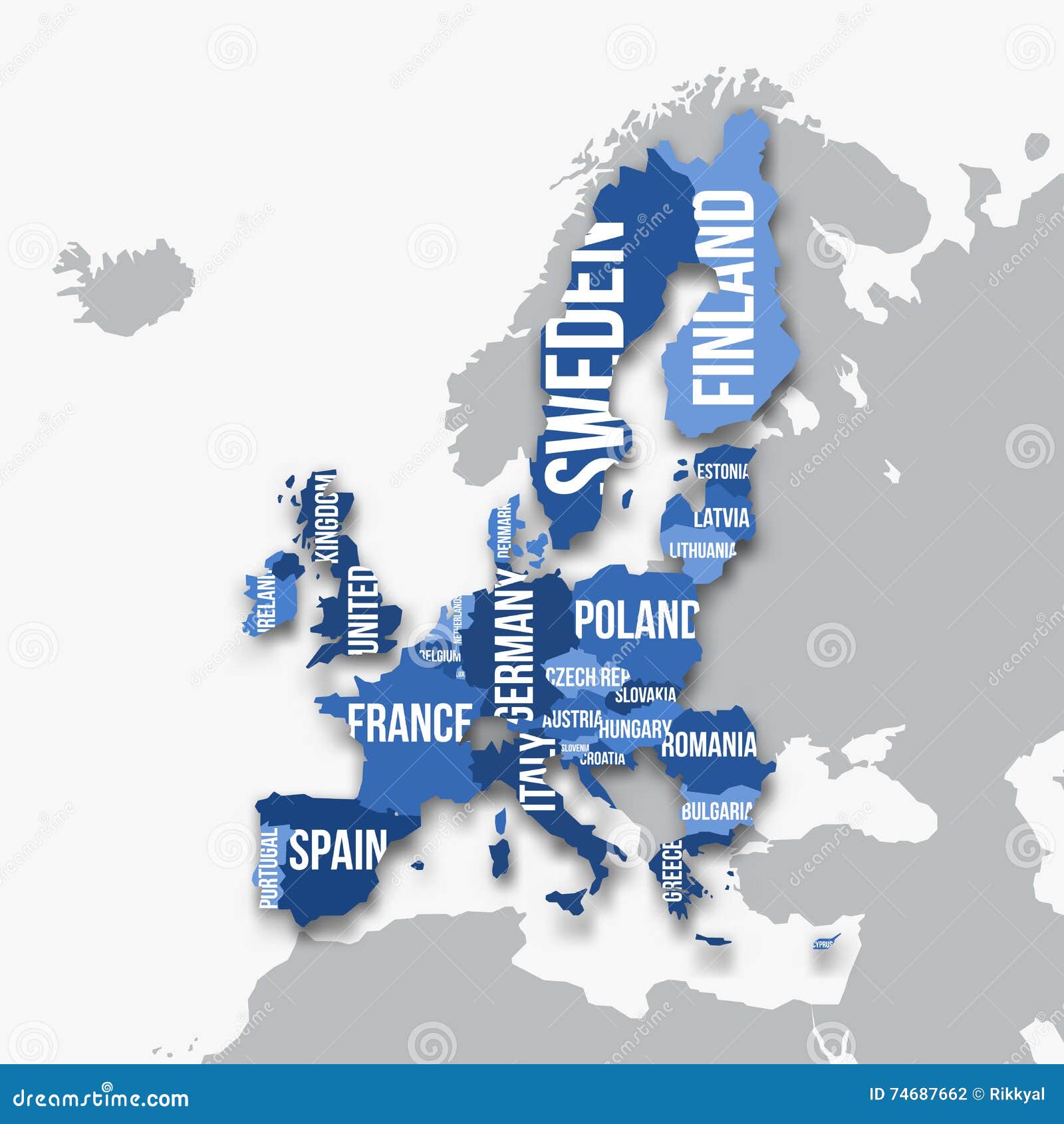 Vector Map of European Union with Borders Stock Vector - Illustration ...