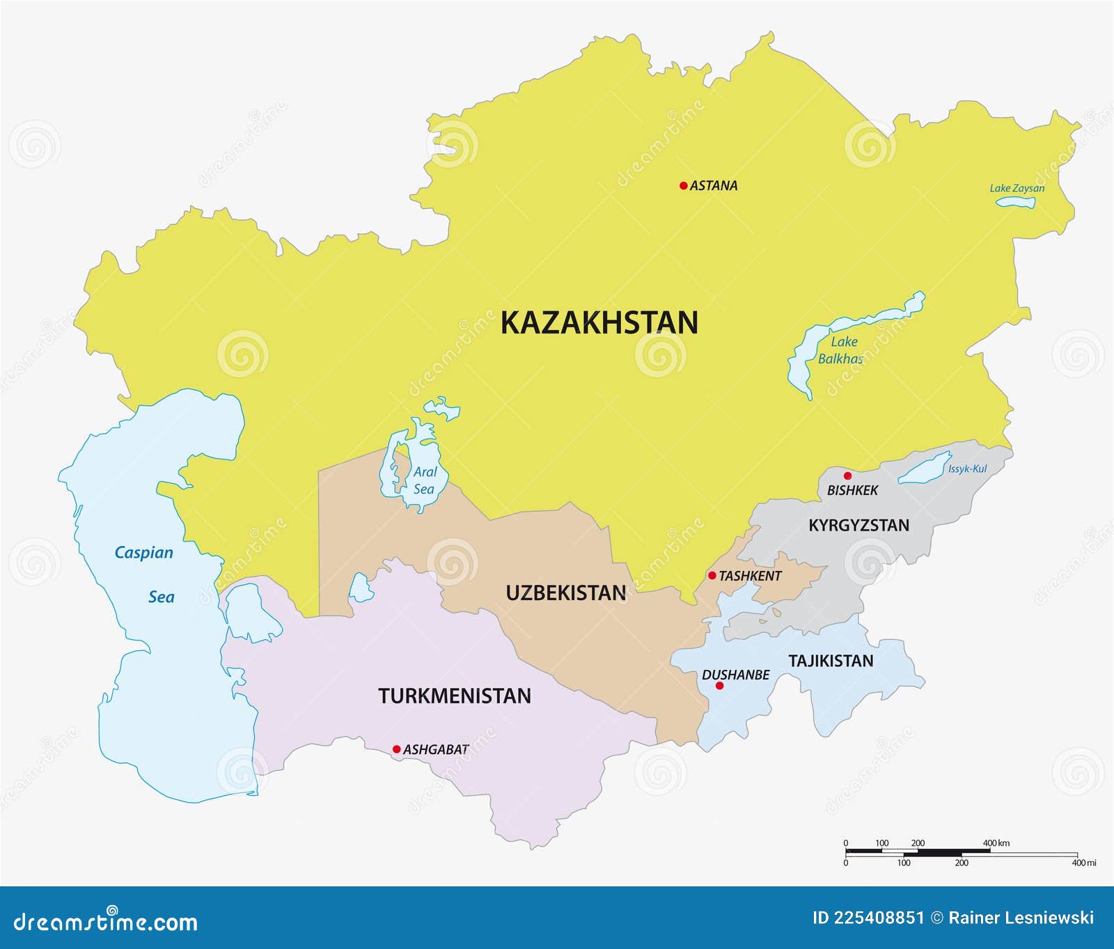 Central Asia Map. High Detailed Political Map Of Central Asian Region ...
