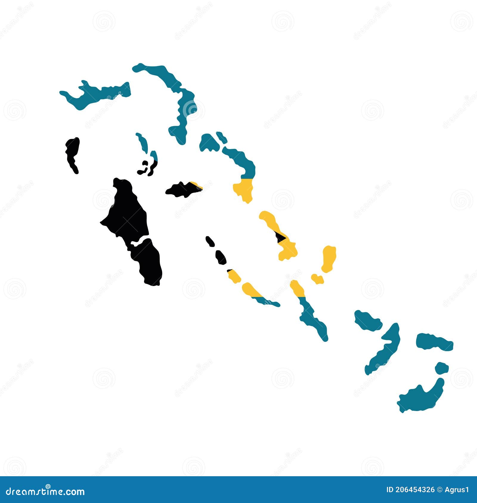 Vector Map Flag Of Bahamas Isolated On White Background Stock Vector