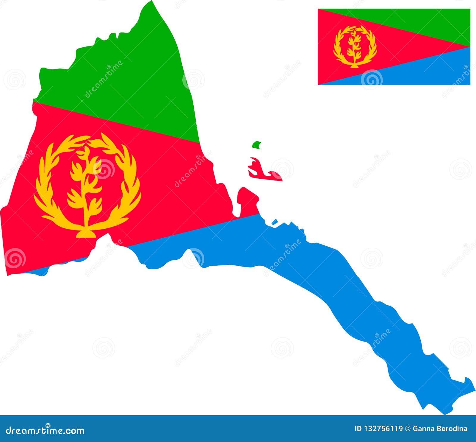 Vector Map of Eritrea with Flag. Isolated, White Background Stock ...