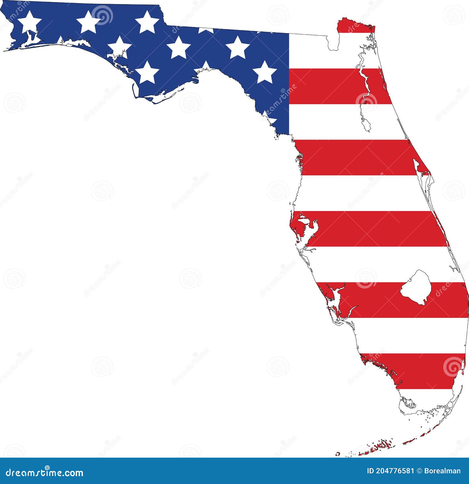 Map of the Florida stock vector. Illustration of vector - 204776581