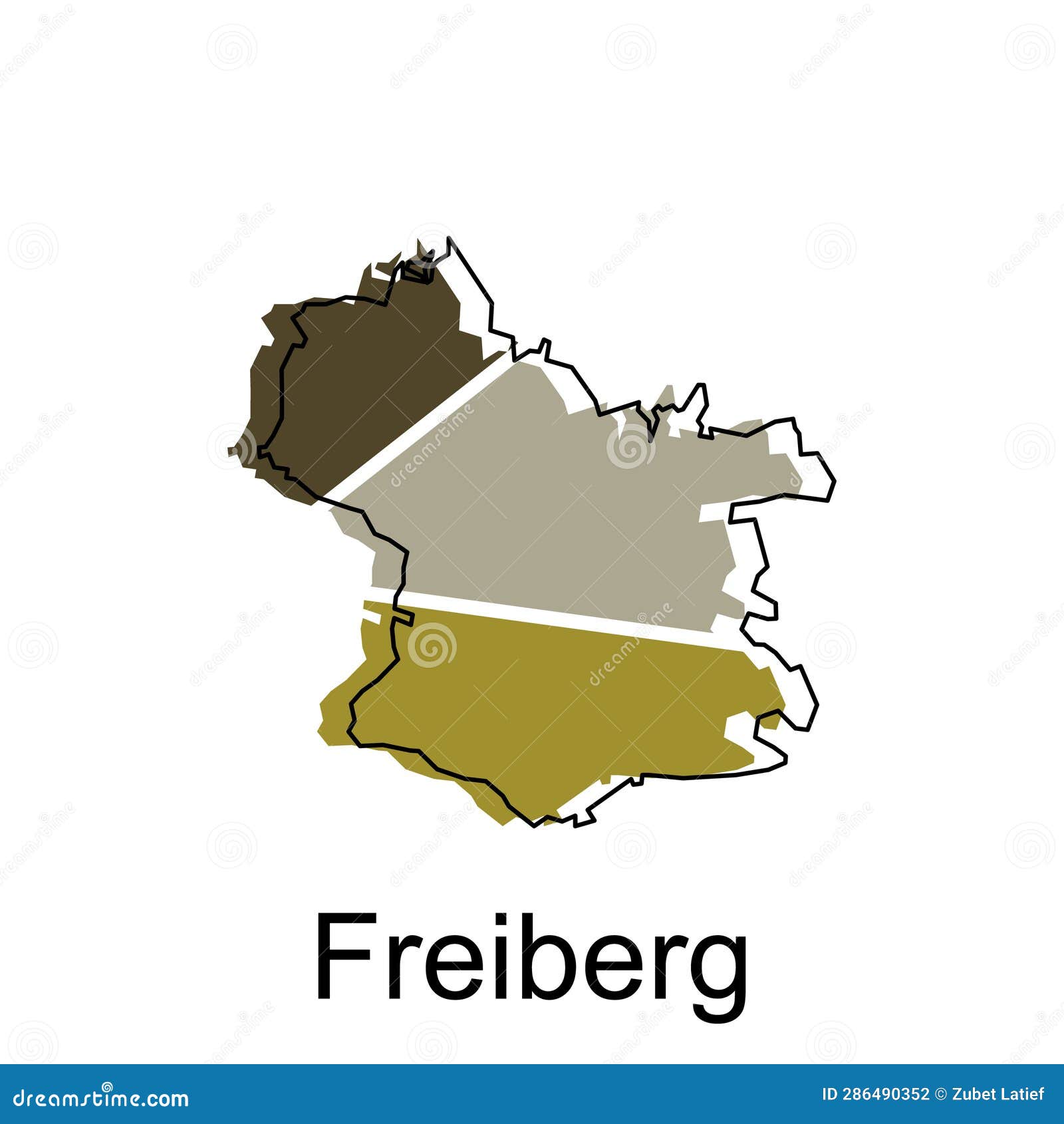 Vector Map of Freiberg Modern Outline, High Detailed Vector ...