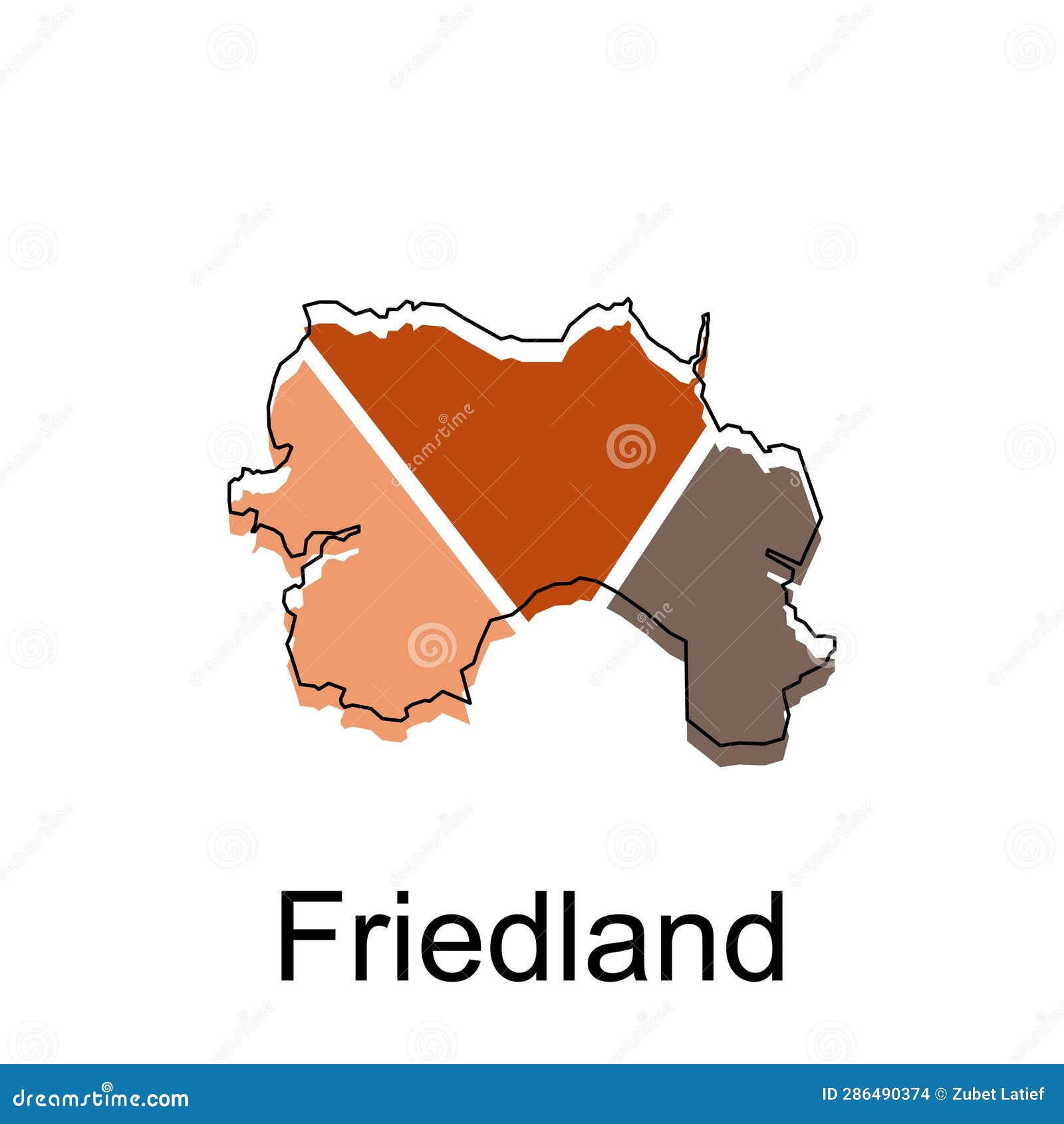 Vector Map of Friedland Modern Outline, High Detailed Vector ...