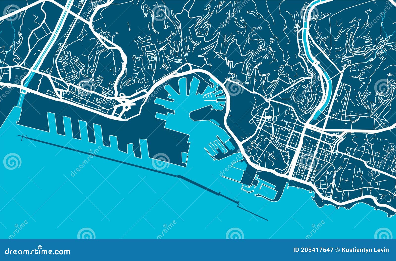 Vector Map of Genoa. Street Map Art Poster Illustration Stock Vector ...