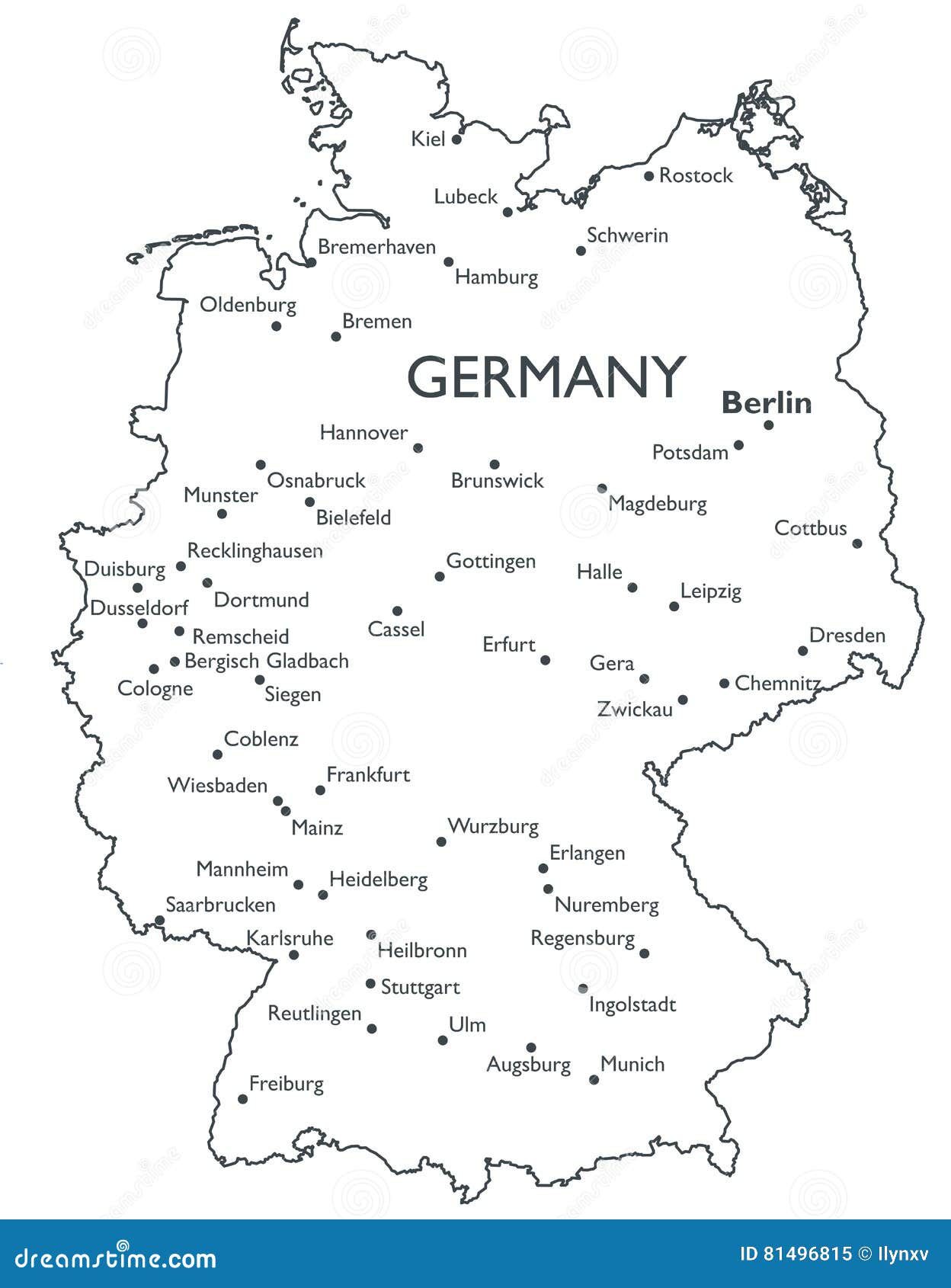 Vector map of Germany stock vector. Illustration of mainz - 81496815