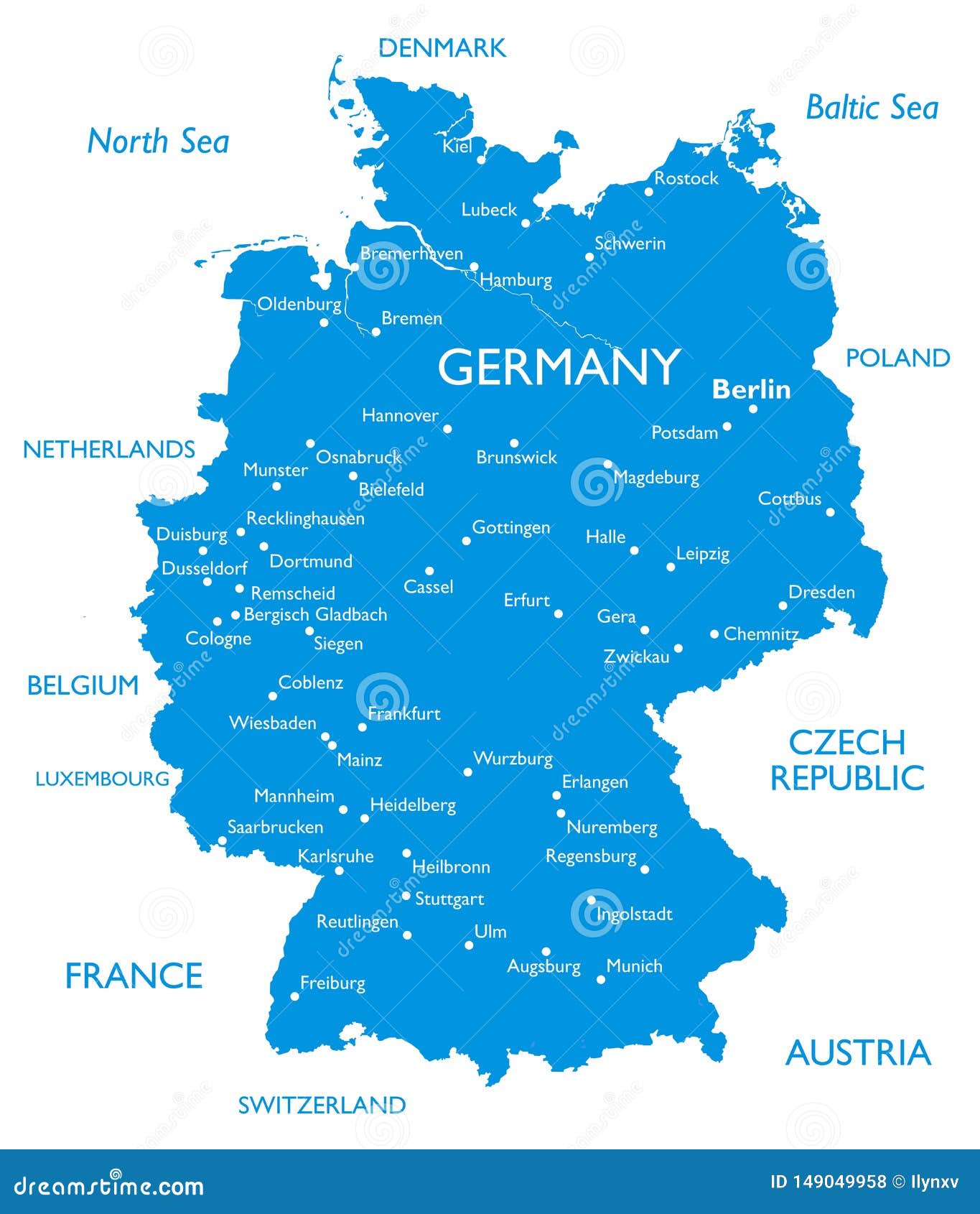 Vector map of Germany stock vector. Illustration of mainz - 149049958