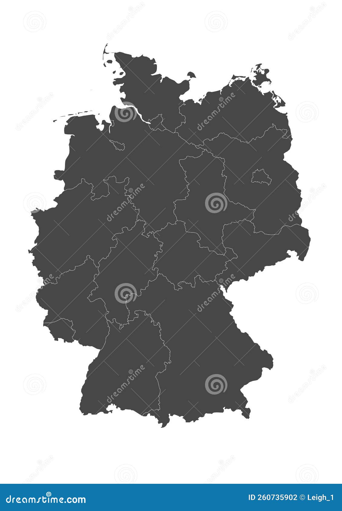 Vector map of Germany stock vector. Illustration of deutschland - 260735902