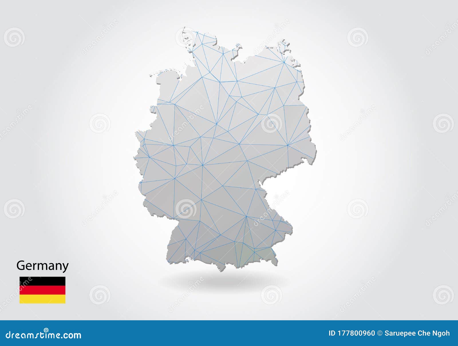 Vector Map of Germany with Trendy Triangles Design in Polygonal Style ...