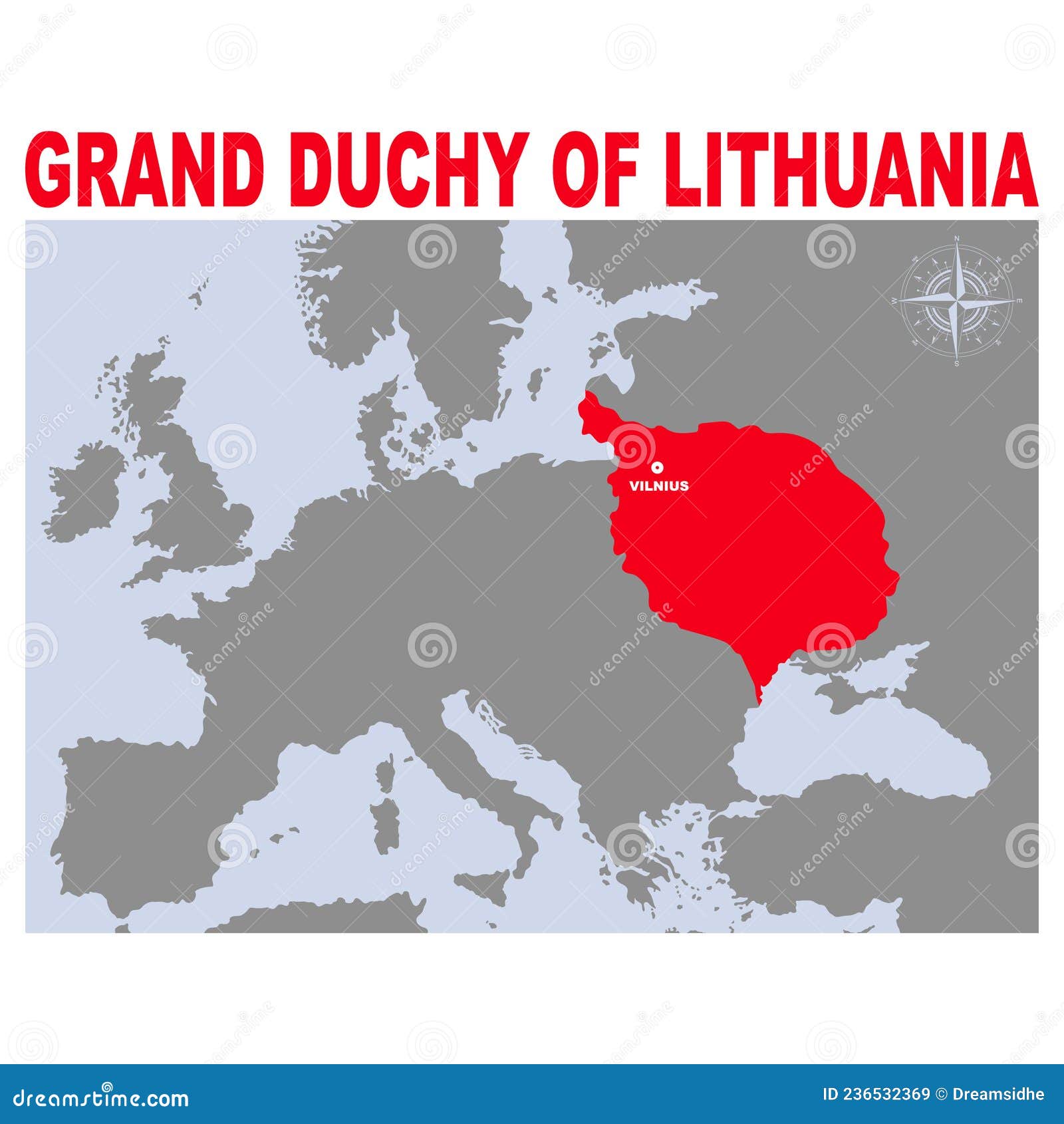 Vector Map of the Grand Duchy of Lithuania Stock Vector - Illustration ...