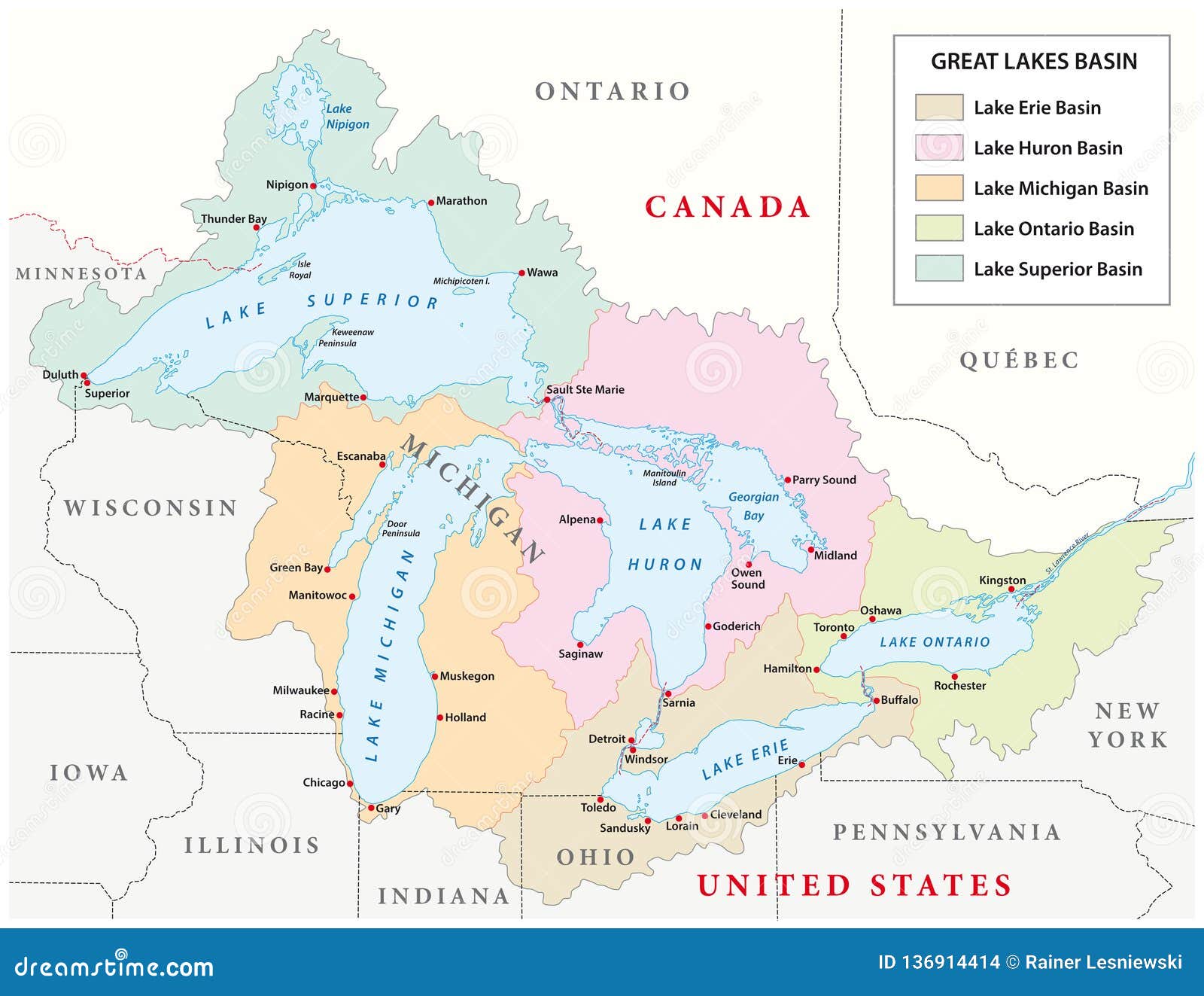Vector Map of the Great Lakes Basin Stock Vector - Illustration of ... Vector Map of the Great Lakes Basin Stock Vector - Illustration of ...