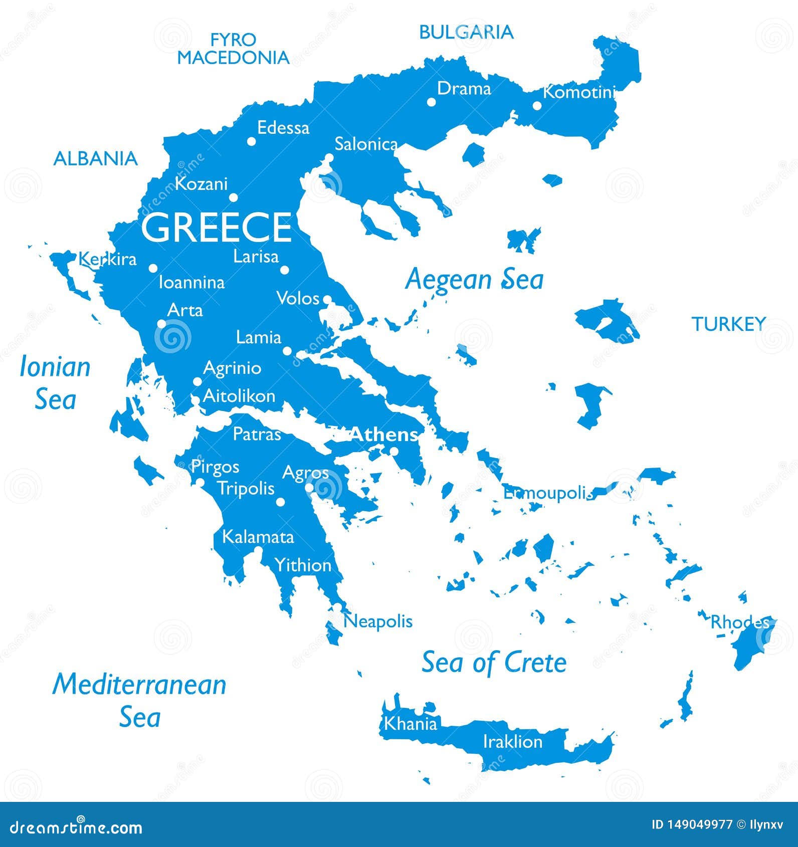 Vector map of Greece stock vector. Illustration of city - 149049977