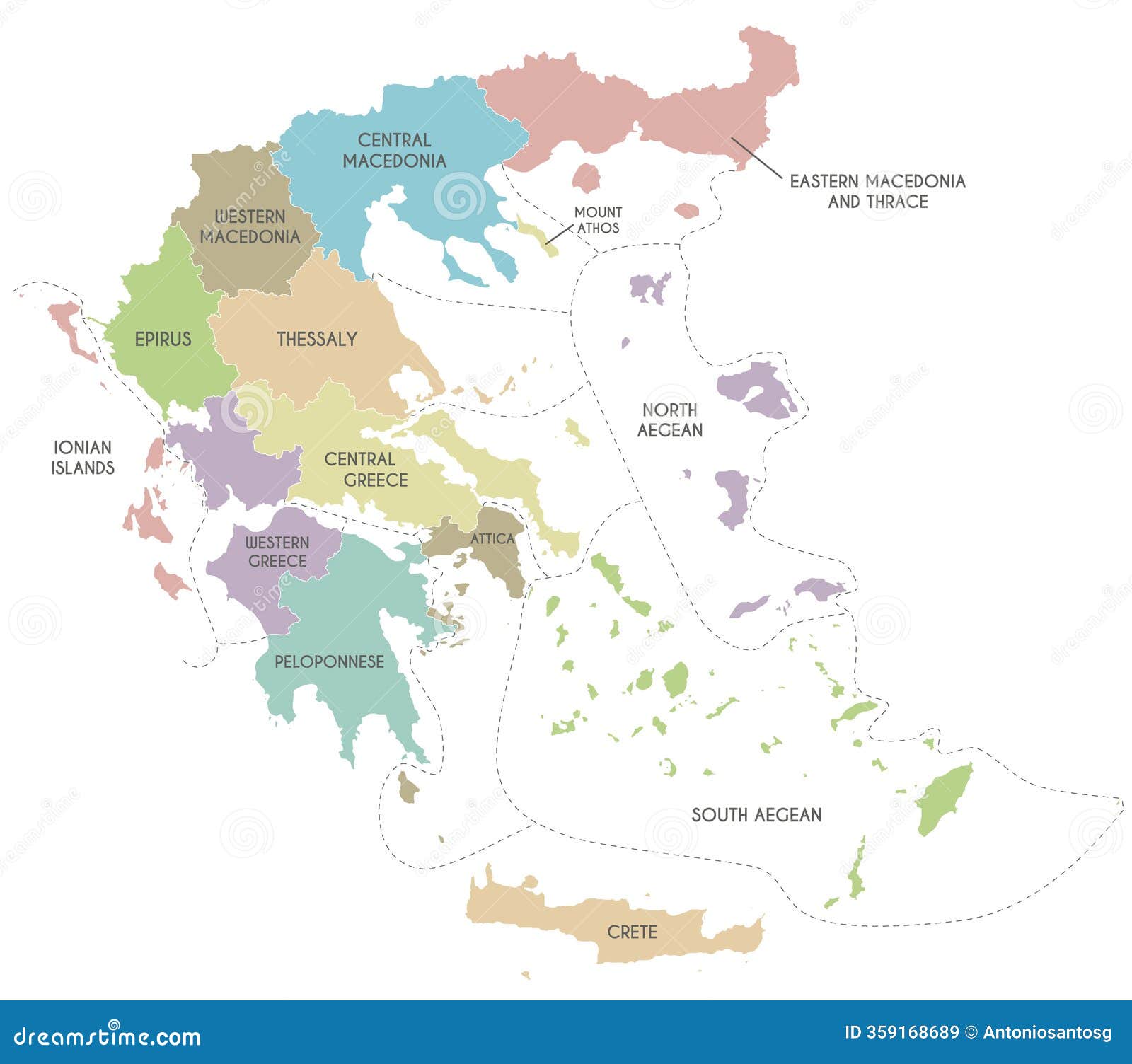 Vector Map of Greece with Regions or Territories and Administrative ...