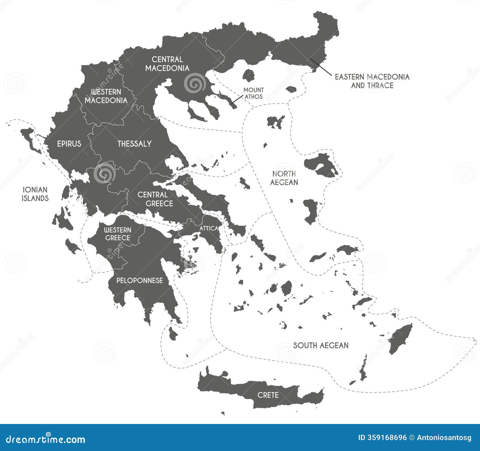 Vector Map Of Greece With Regions Or Territories And Administrative ...
