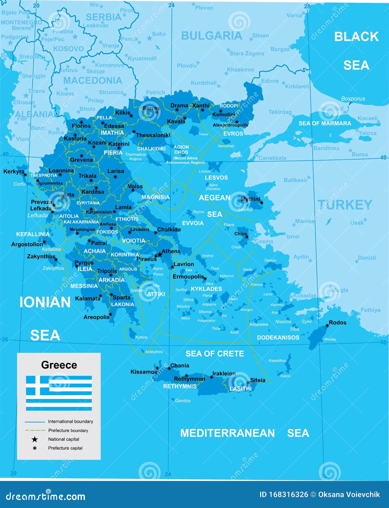 Vector map of Greece stock vector. Illustration of geography - 168316326