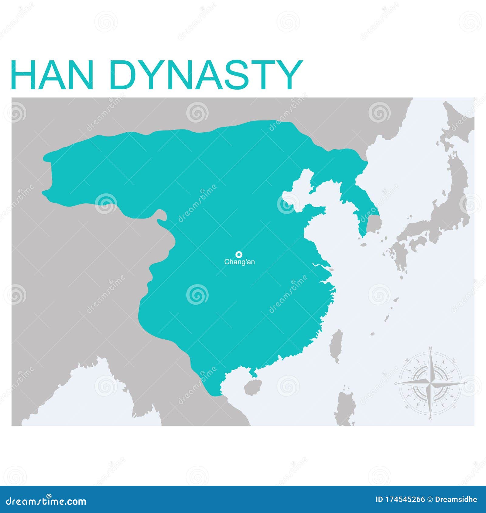 Vector Map of the Han Dynasty Stock Vector - Illustration of monuments ...