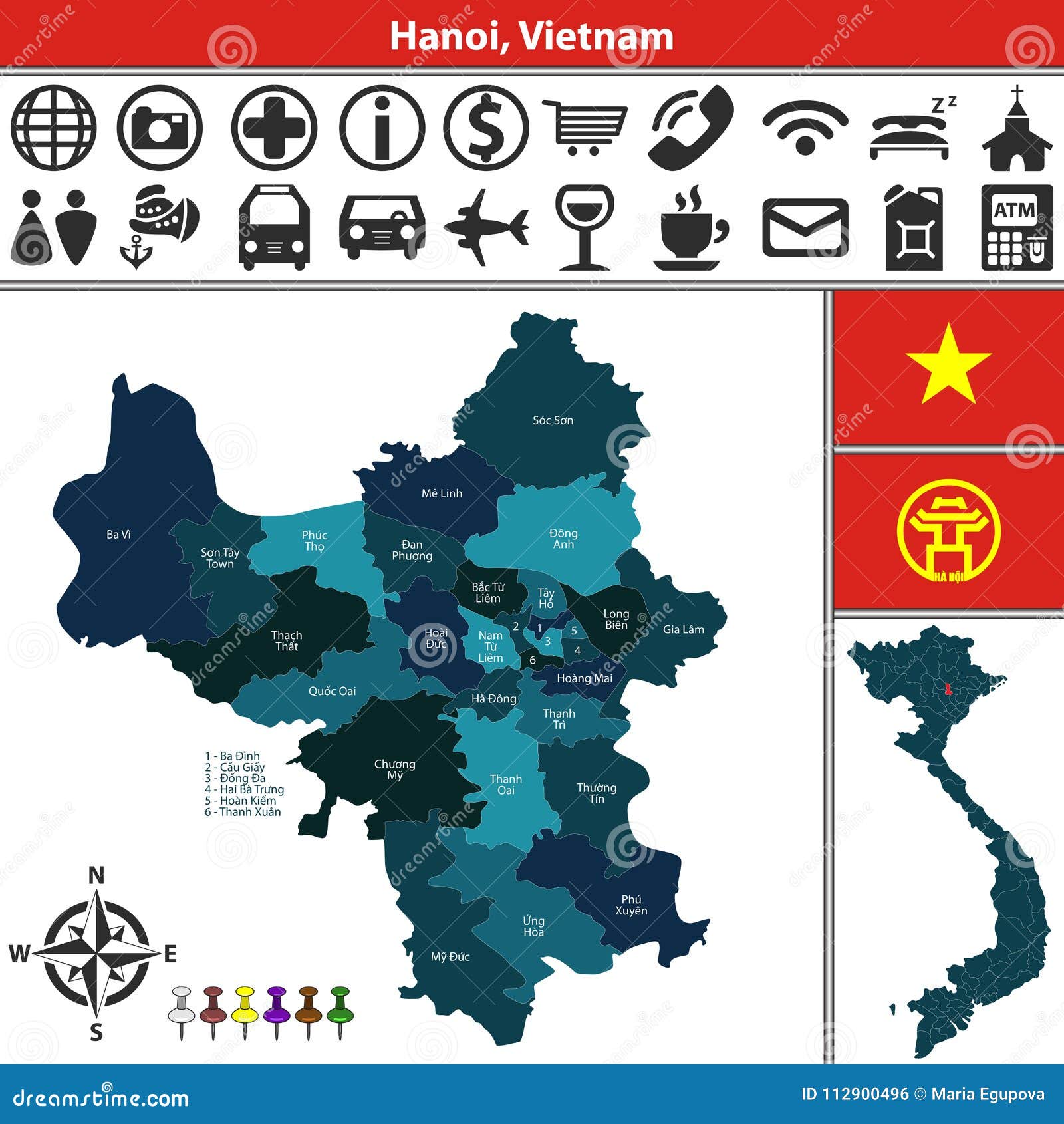 Map Of Hanoi With Divisions Cartoon Vector | CartoonDealer.com #110675551