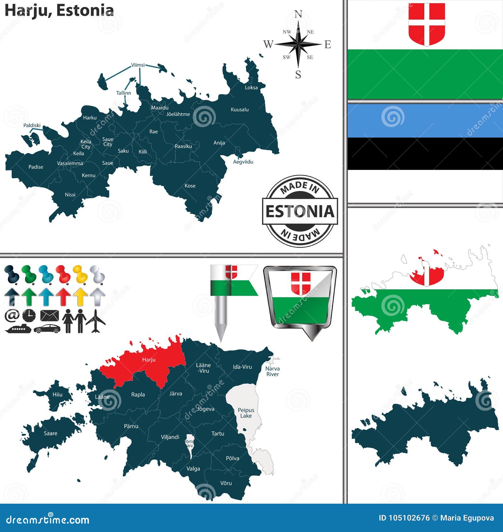 Map of Harju, Estonia stock vector. Illustration of estonian - 105102676