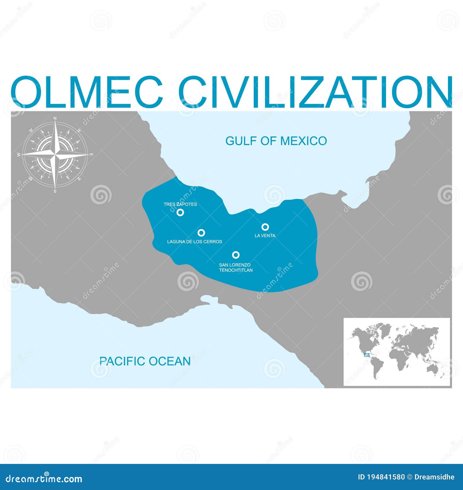 Vector Map with Heartland of Olmec Civilization Stock Vector ...