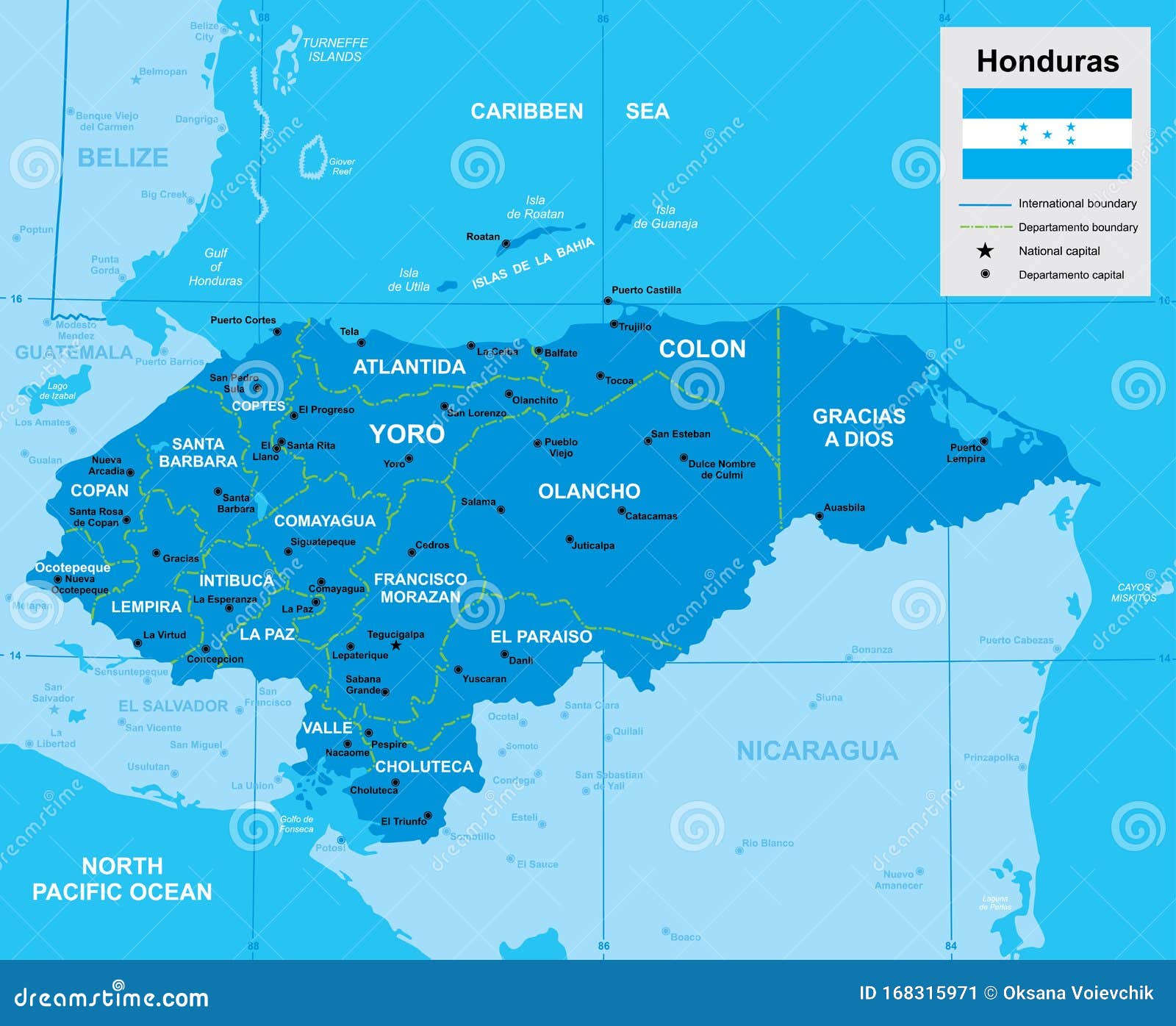 Vector map of Honduras stock vector. Illustration of icon - 168315971