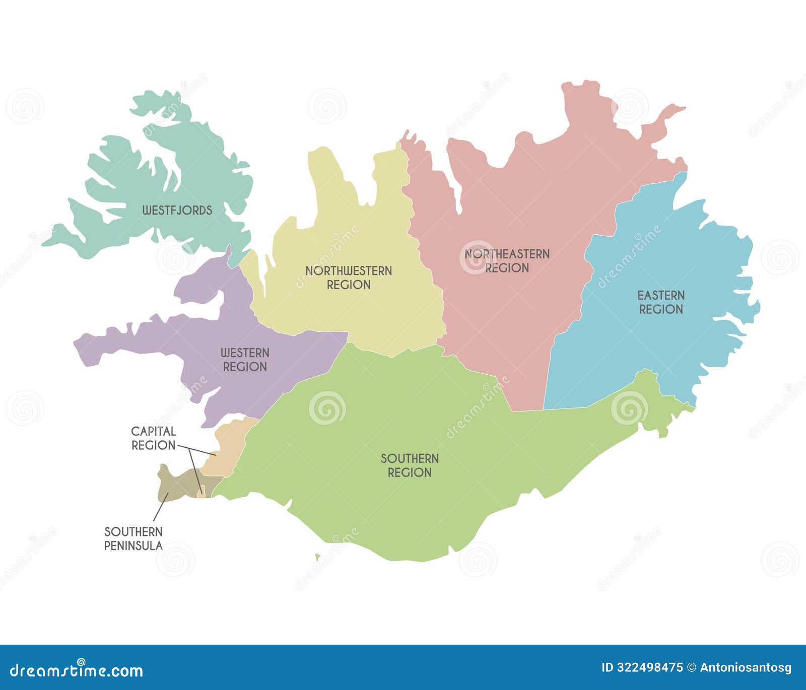 Iceland - Map Of The Regions Stock Photo | CartoonDealer.com #49504422