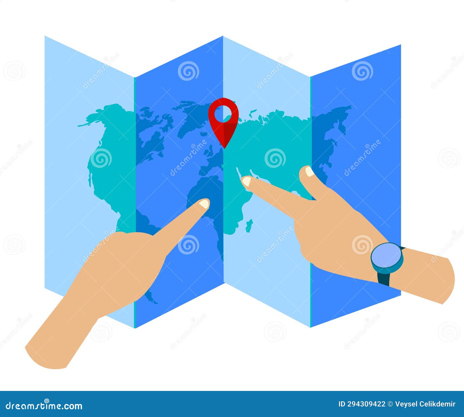 Vector map icon and hands stock vector. Illustration of journey - 294309422