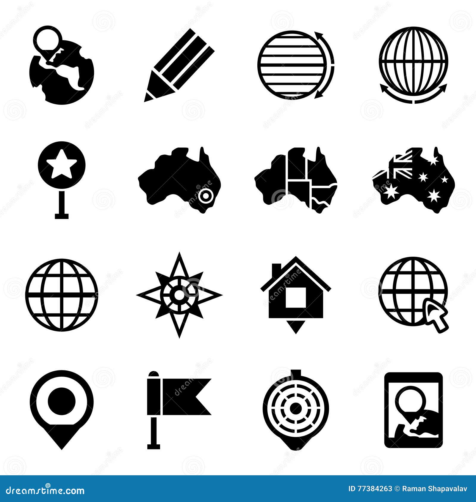 Vector Map icon set stock vector. Illustration of journey - 77384263