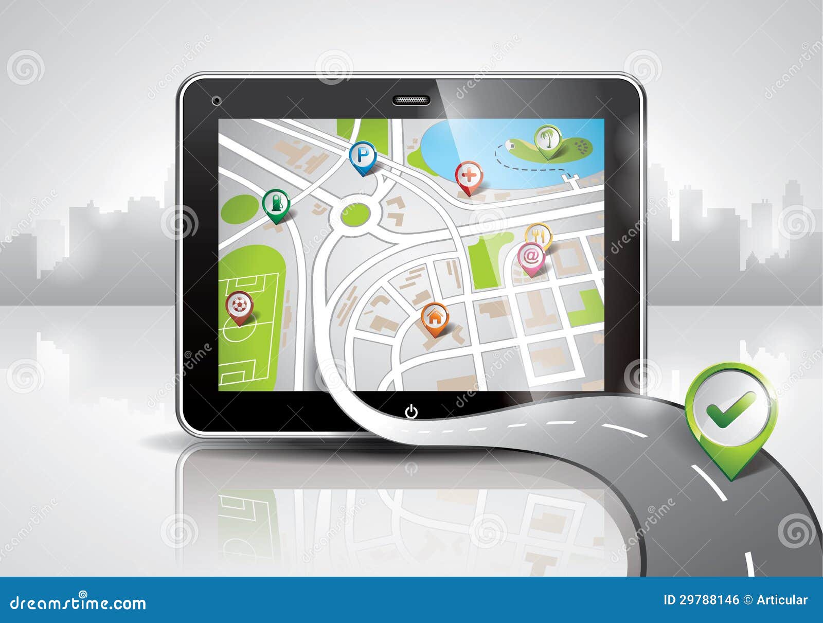 Vector Map Illustration with Shiny Pda Device. Stock Vector ...