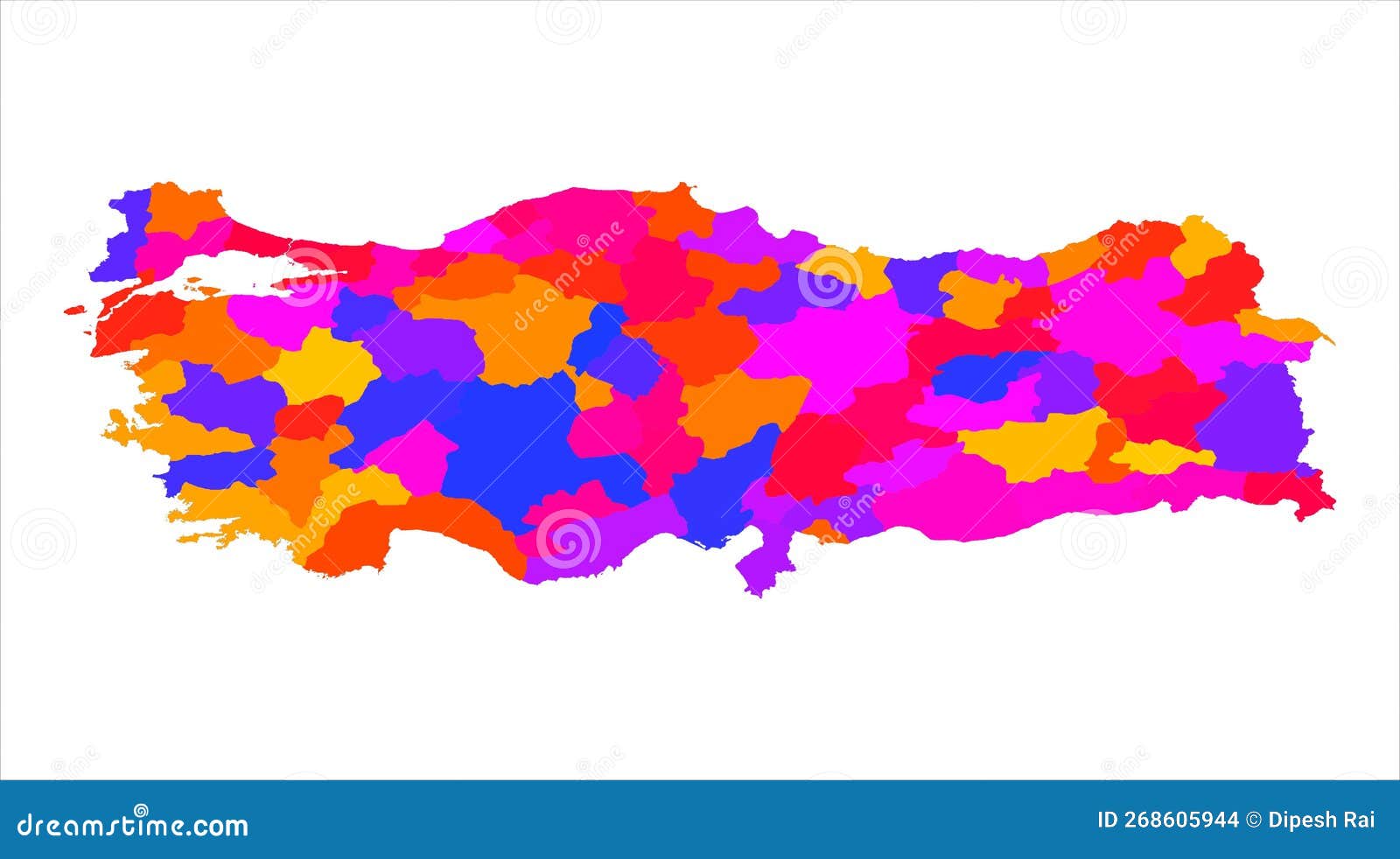 Vector Map Illustration on White Background with States , Turkey State ...
