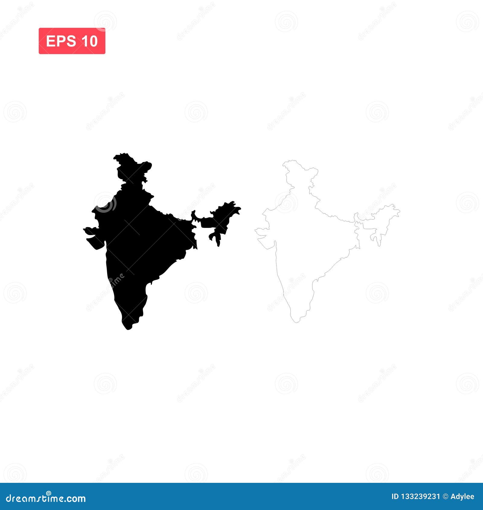 Vector Map of India Country with Outline and Solid Style Isolate Stock ...