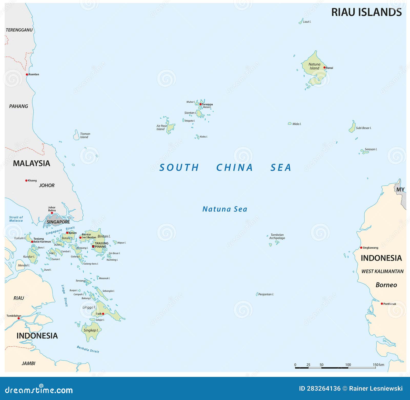 Vector Map of the Indonesian Archipelago of Riau Stock Vector ...