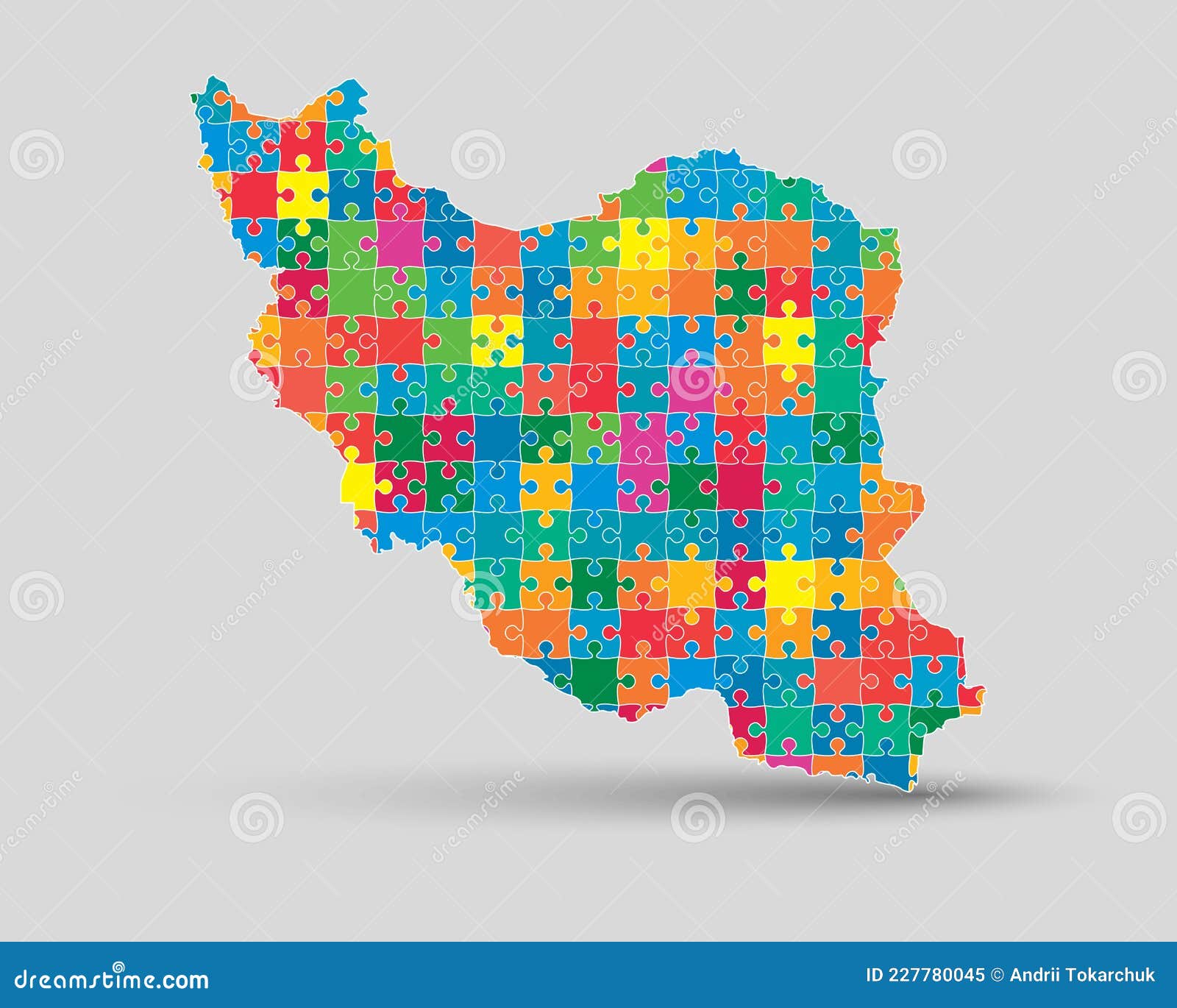 Vector Map Iran from Color Puzzle, Jigsaw Stock Vector - Illustration ...