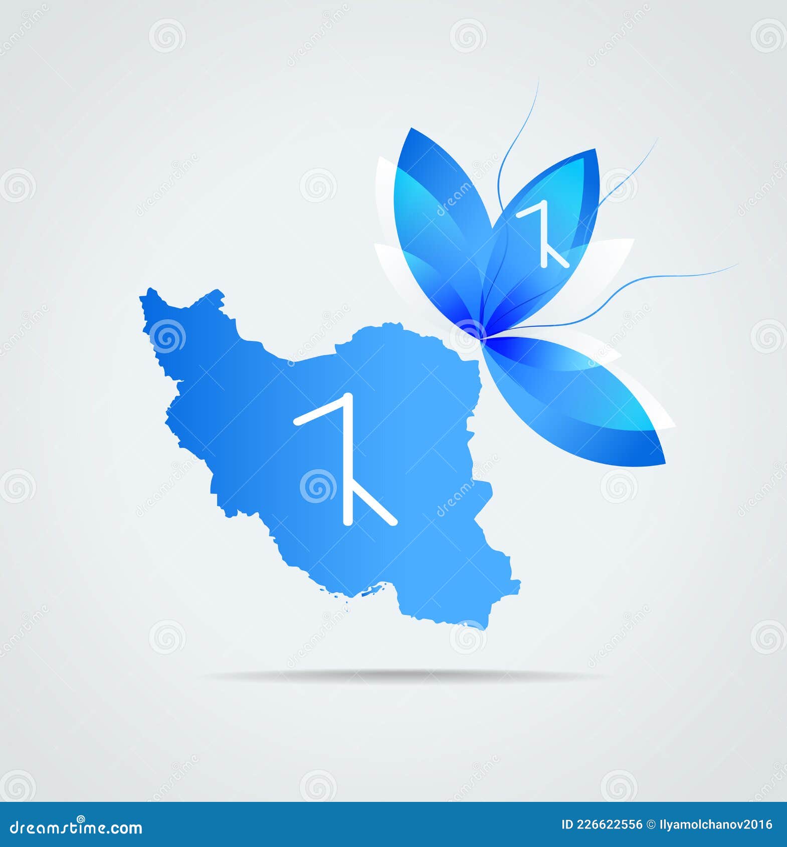 Vector Map of Iran Combined with Afshar Tribe Flag. Graphic Icon with ...