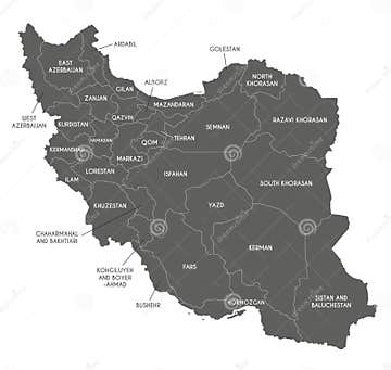 Vector Map of Iran with Provinces and Administrative Divisions Stock ...