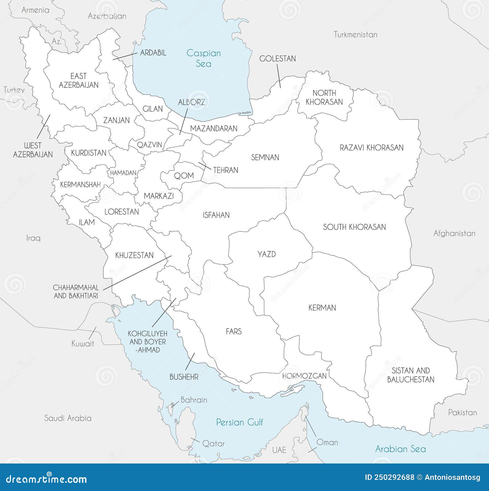 Vector Map Of Iran With Provinces And Administrative Divisions, And ...