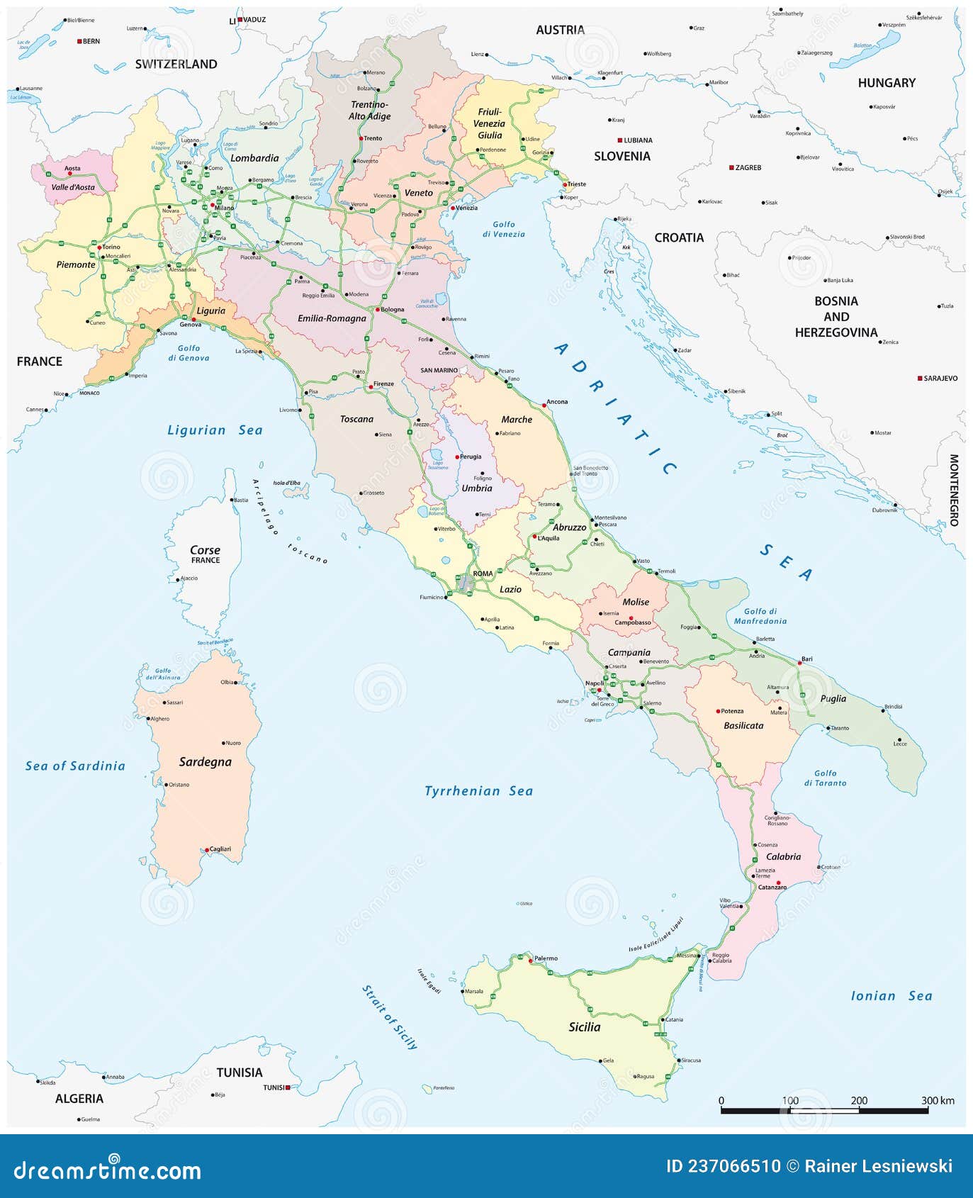 Vector Map of the Italian National Highway System Stock Vector ...