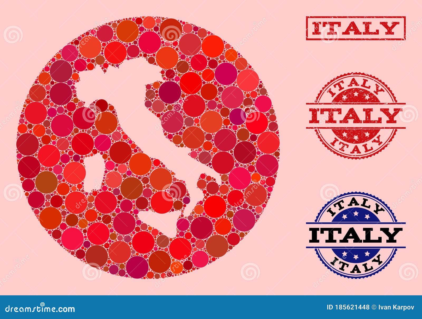 Stencil Circle Map of Italy Mosaic and Grunge Seal Stock Illustration ...