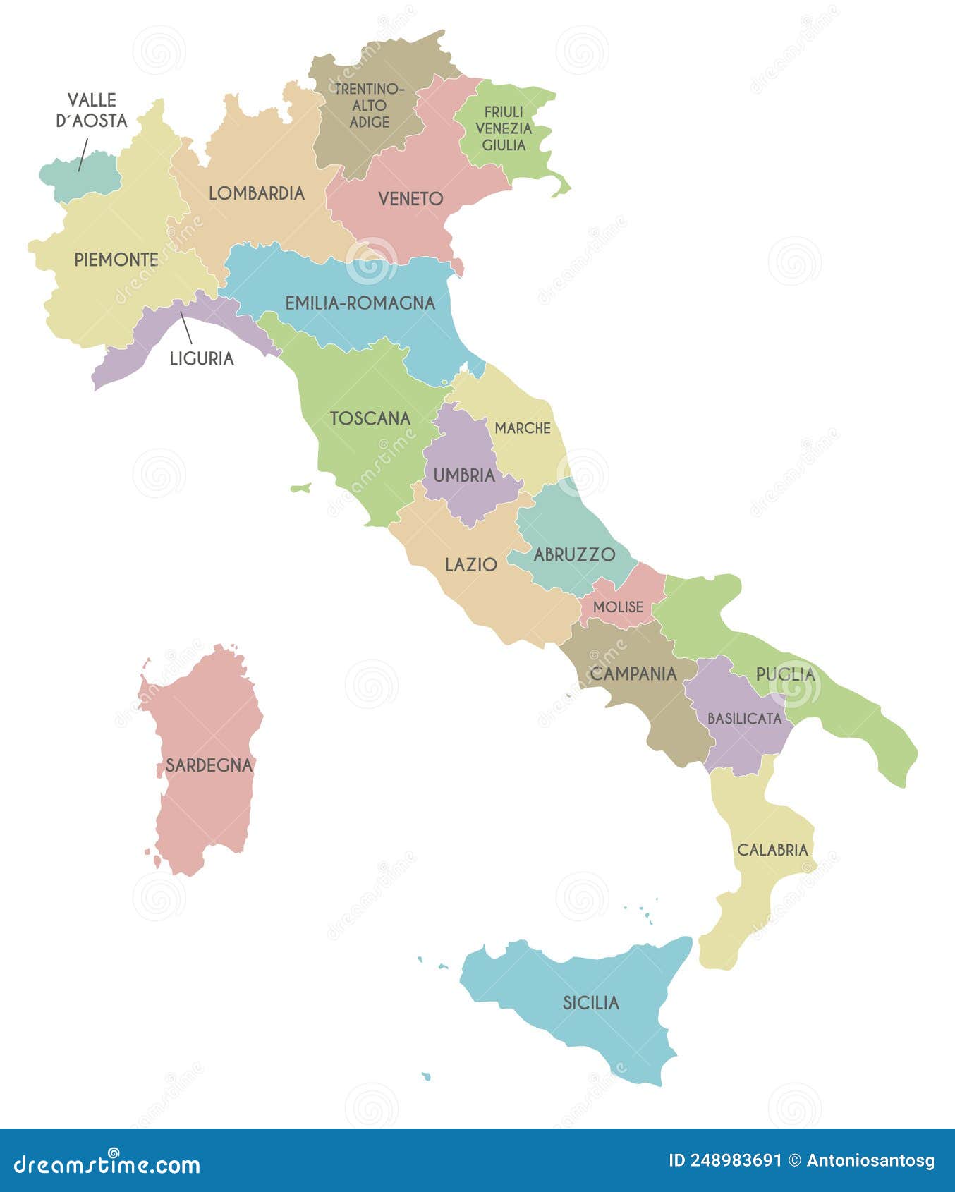 Vector Map Of Italy With Regions And Administrative Divisions ...