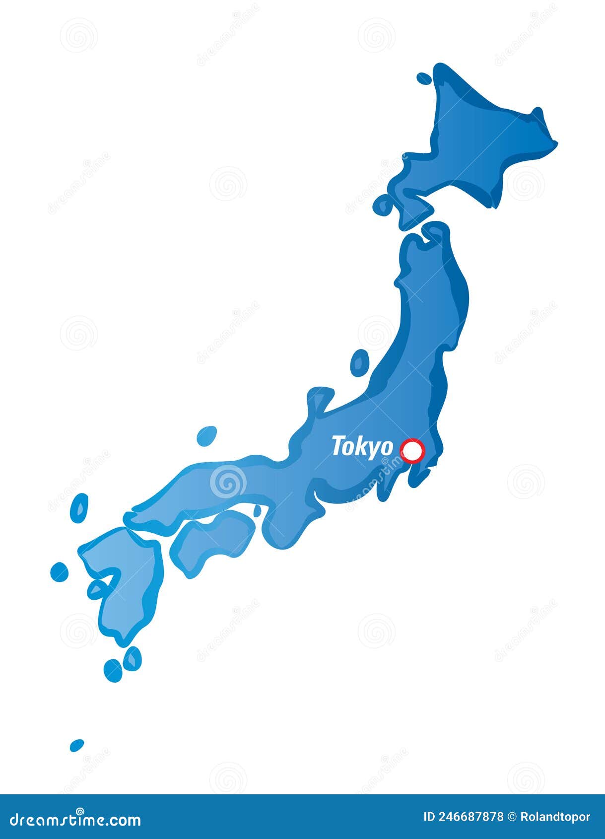Japan Blue Low Poly Map With Capital Tokyo Vector Illustration ...