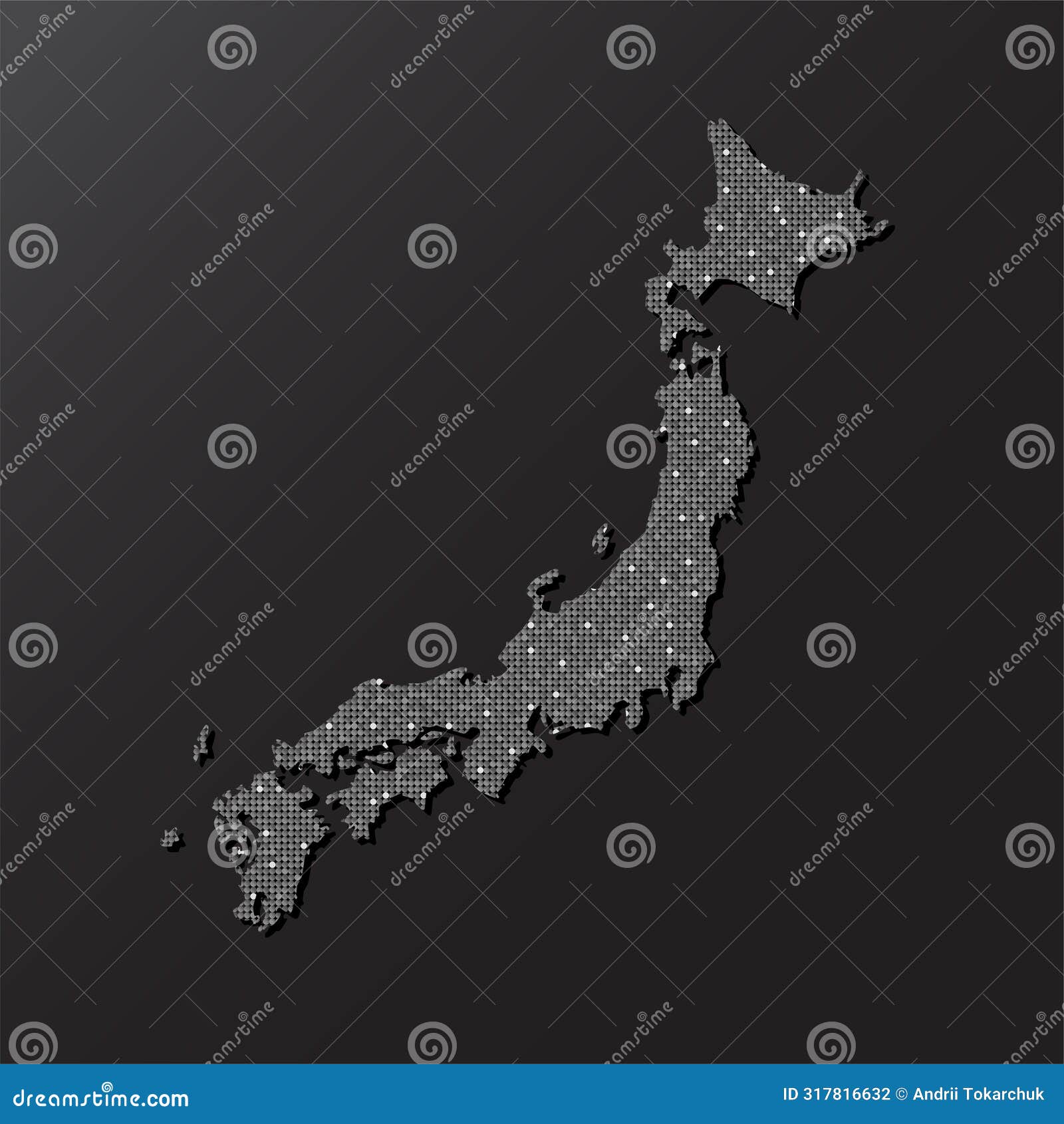 Vector Map Japan from Silver Sequins or Glitters Stock Illustration ...