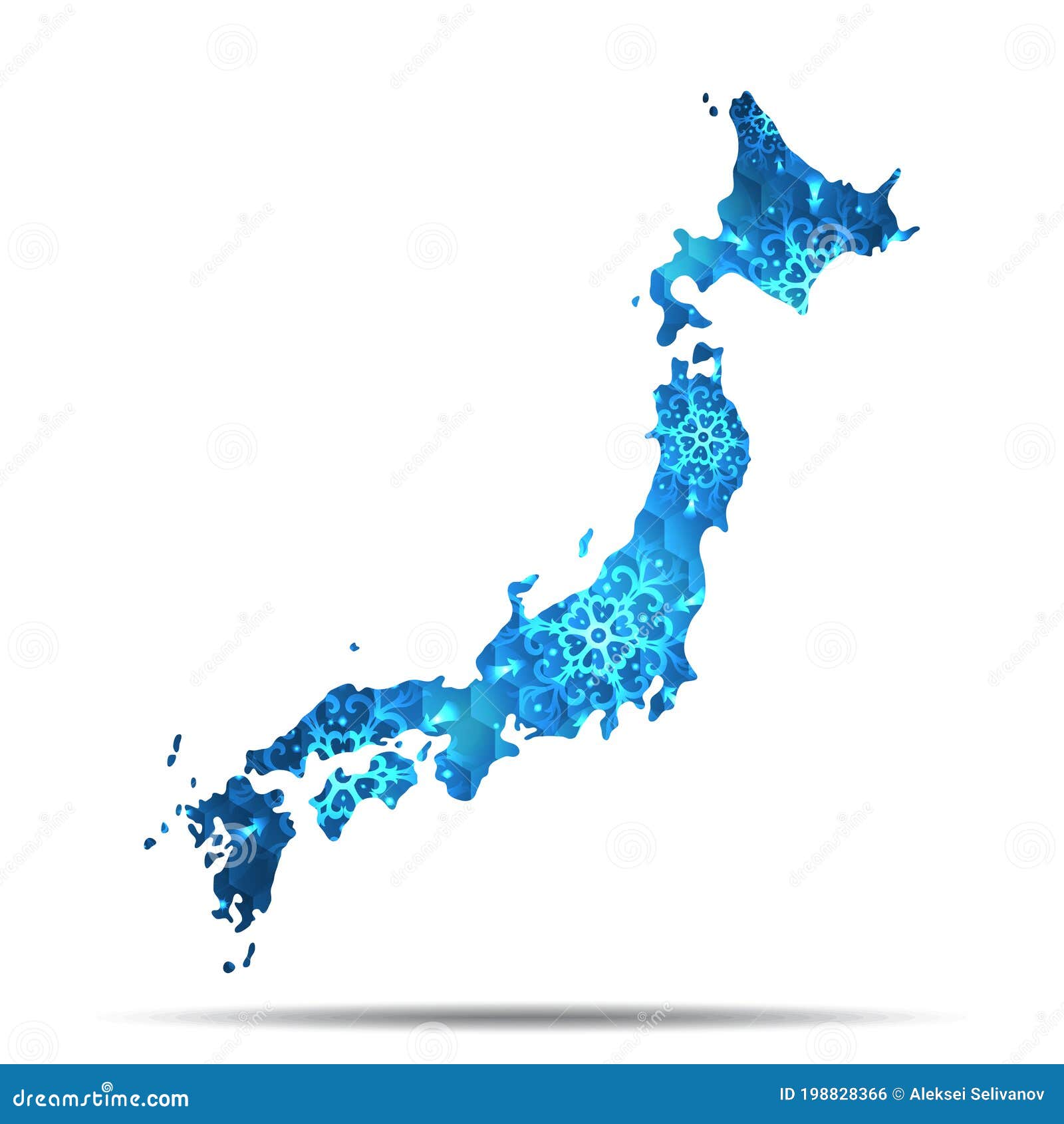 Vector Map Japan with Snowflakes. Winter Illustration for Your Design ...