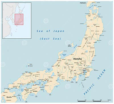 Vector Map of the Japanese Main Island of Honshu Stock Vector ...