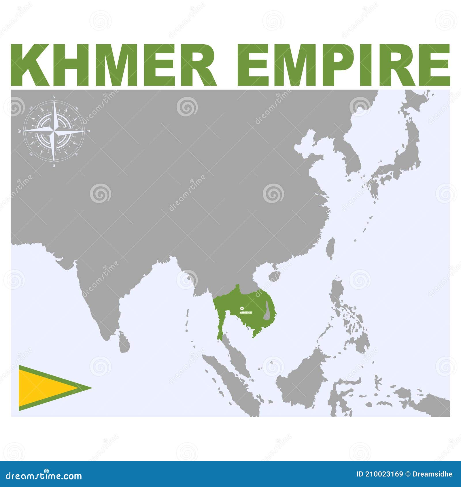 Vector Map of the Khmer Empire Stock Vector - Illustration of monument ...