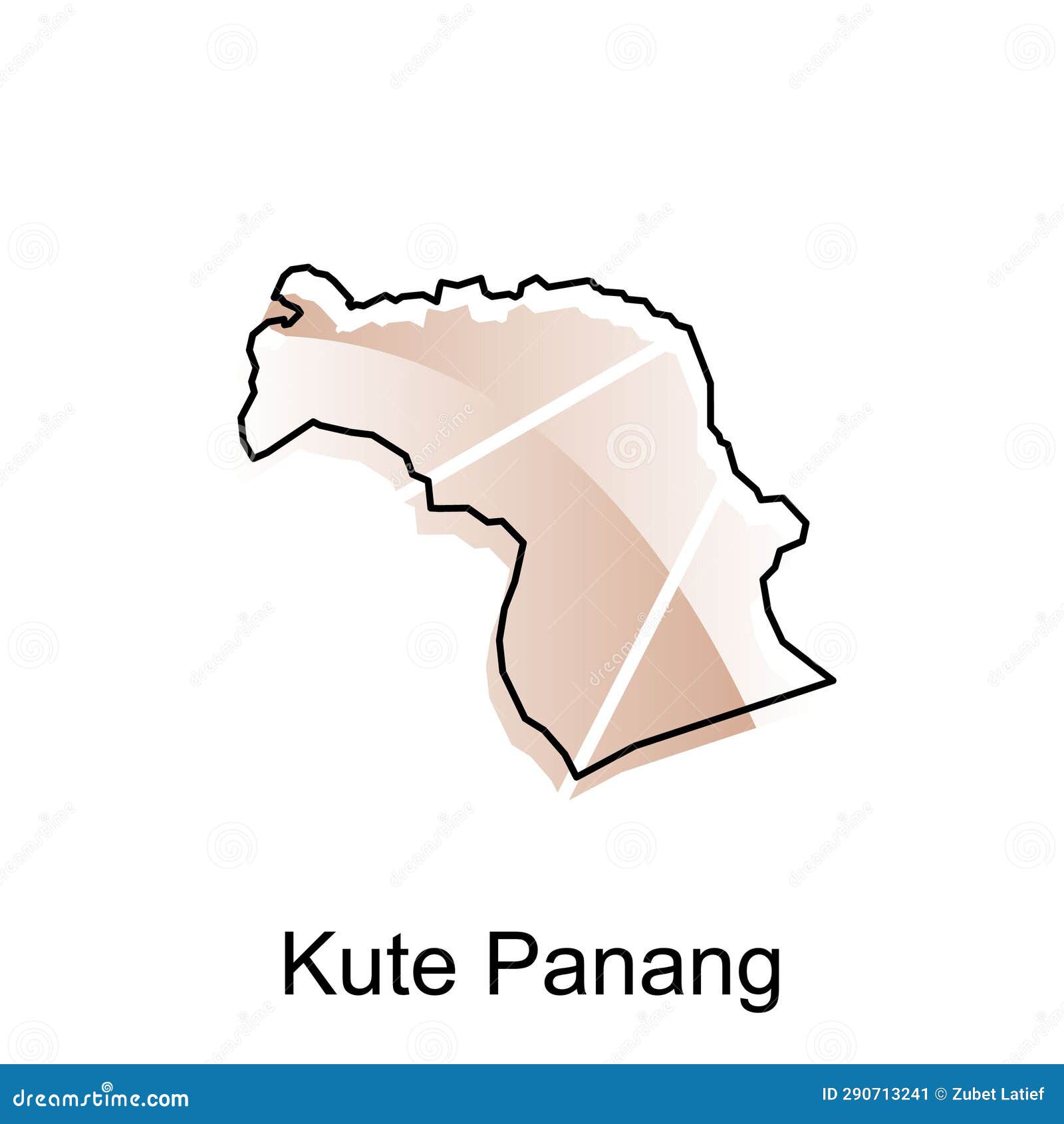 Vector Map of Kute Panang City Modern Outline, Logo Vector Design ...
