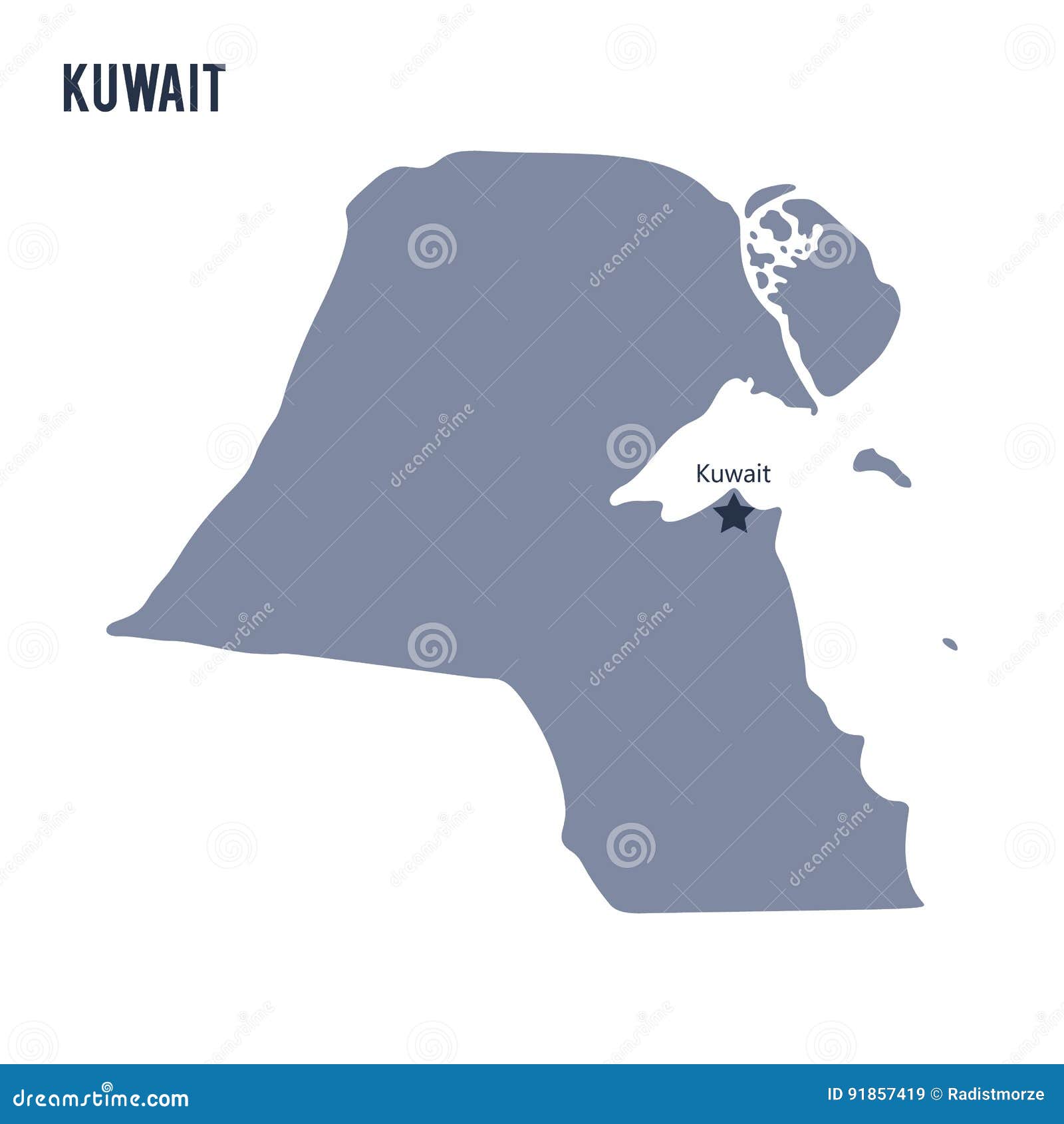 Vector Map of Kuwait Isolated on White Background. Stock Vector ...