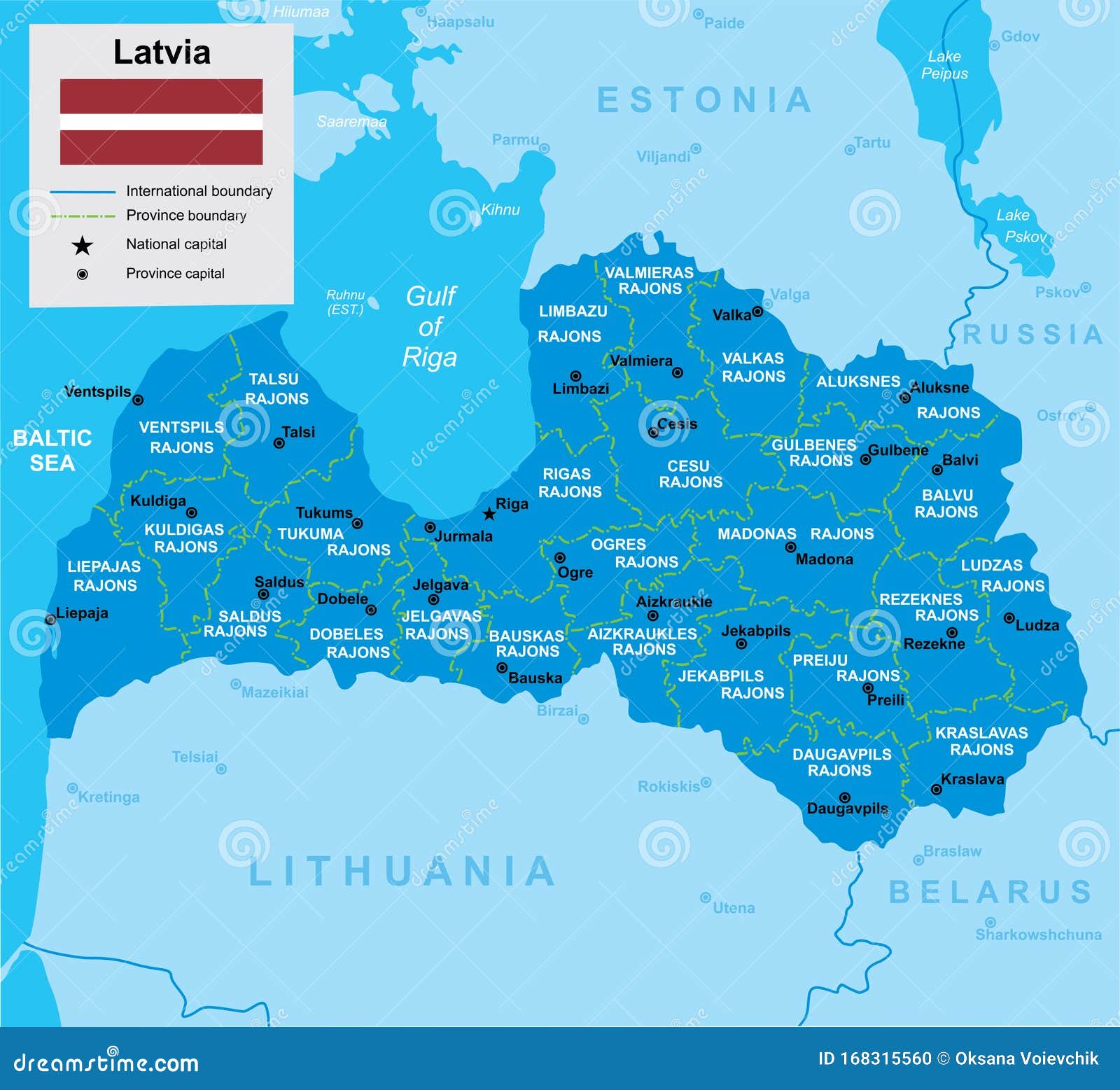 Vector map of Latvia stock vector. Illustration of cartography - 168315560