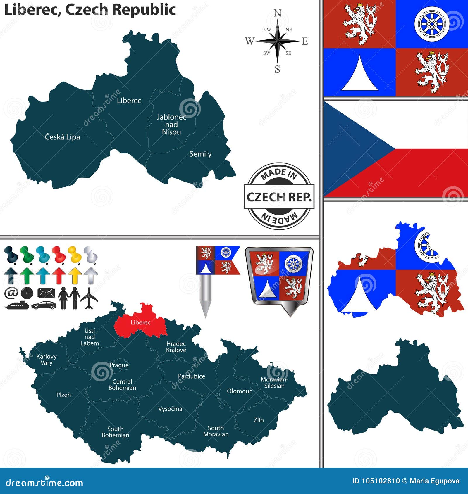 Map of Liberec, Czech Republic Stock Vector - Illustration of country ...