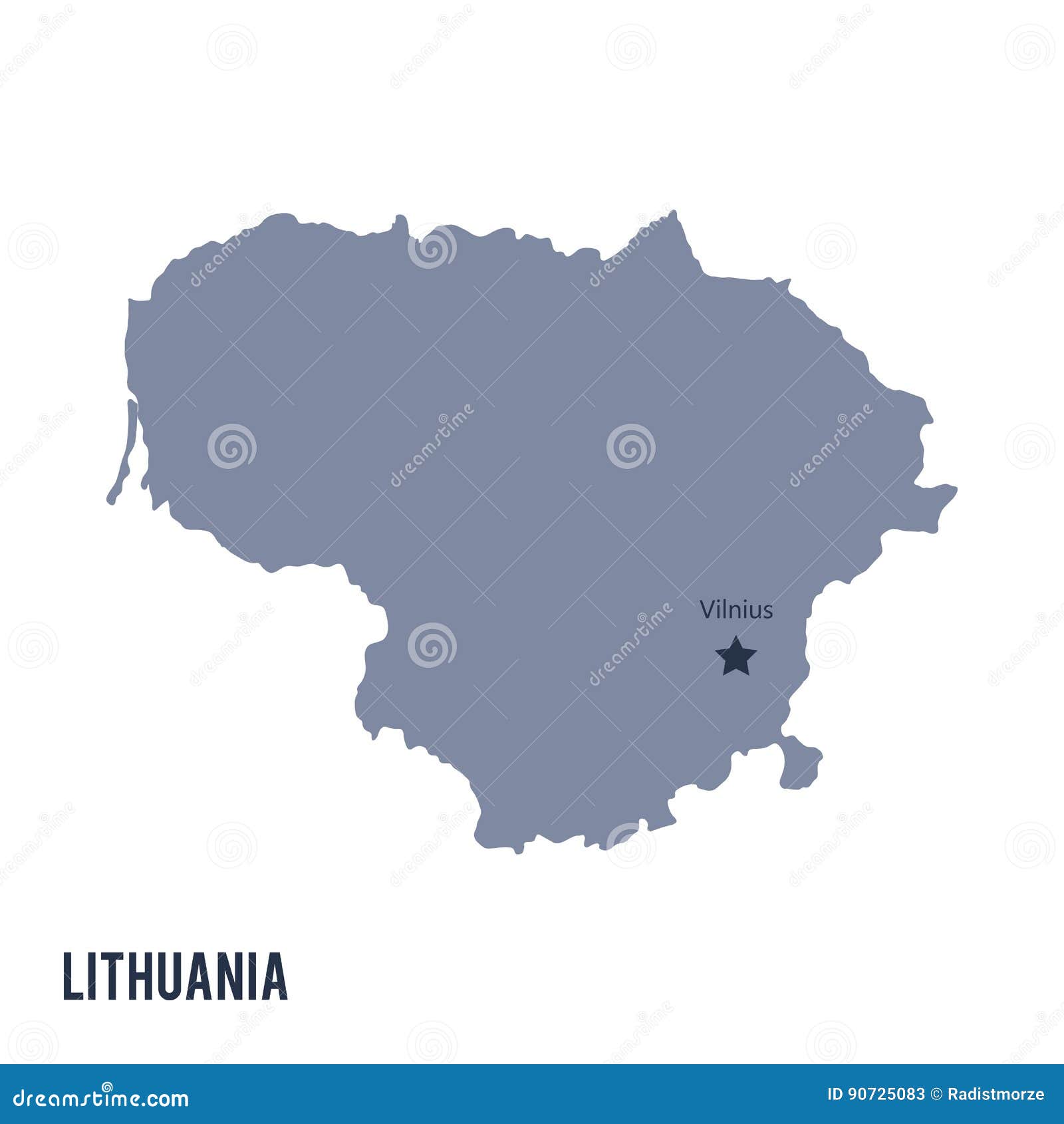 Vector Map of Lithuania Isolated on White Background. Stock Vector ...