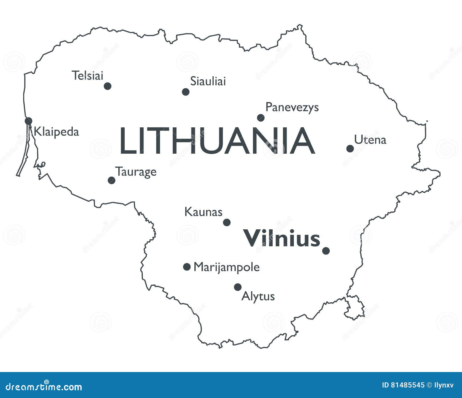 Vector map of Lithuania stock vector. Illustration of vector - 81485545