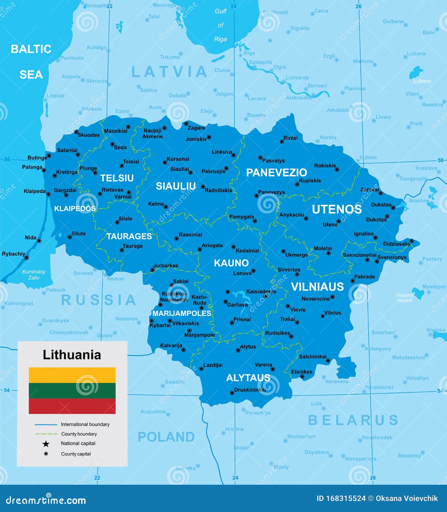 Vector map of Lithuania stock vector. Illustration of geographical ...
